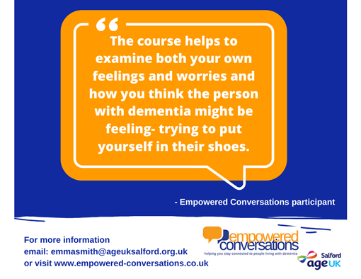 Empowered Conversations – a practical approach to staying connected to a person with dementia